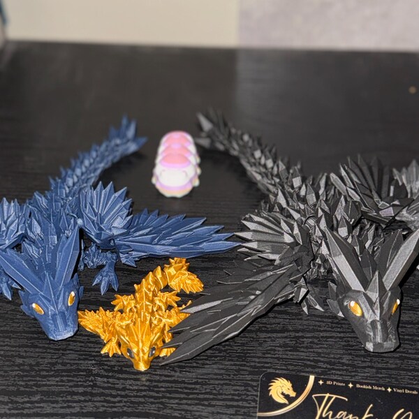 Black, Blue, and Gold Dragon Combo Set Large or Extra Large 3D Print Articulating Dragons - Etsy