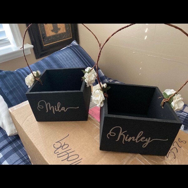 Personalized Name Flower Girl Basket ~ Flower Girl Box ~ Choose Your ...