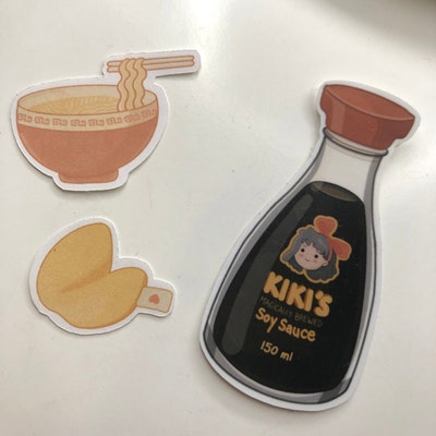 Asian Sauces Stickers Calcifer Sriracha Hot Sauce, Kiki Soy Sauce ...