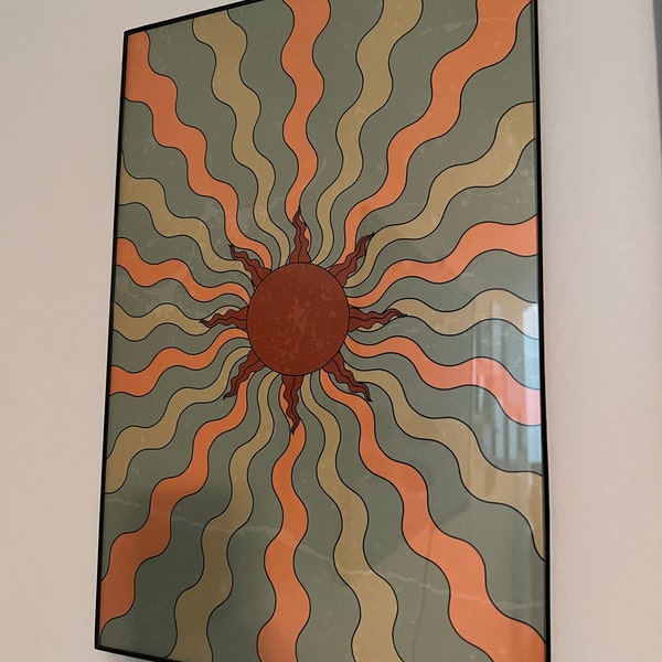 70s Retro Art, Mushroom Woman Art Print, Hippie Girl Art Poster ...