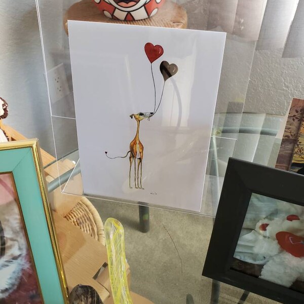 ORIGINAL PAINTING of a Whippet Greyhound ...LOVE , a Watercolor and Ink ...