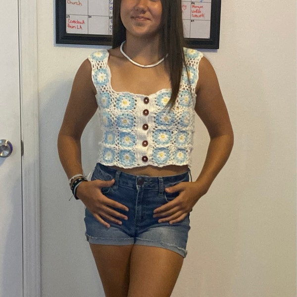 Belly Daisy Top - Inspired by TSITP - Daisy Granny Square Crochet ...