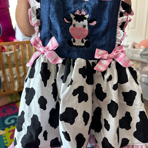 Cow Toddler Dress,farm Dress,girls Cow Dress,baby Cow Dress,toddler Cow ...