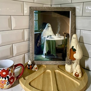 Ghost Drinking Tea, Vintage Poster, Art Poster Print, Dark Academia ...