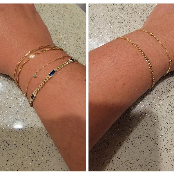 Minimalist Bracelet Chain, Dainty Everyday Jewelry, Personalized Stack ...