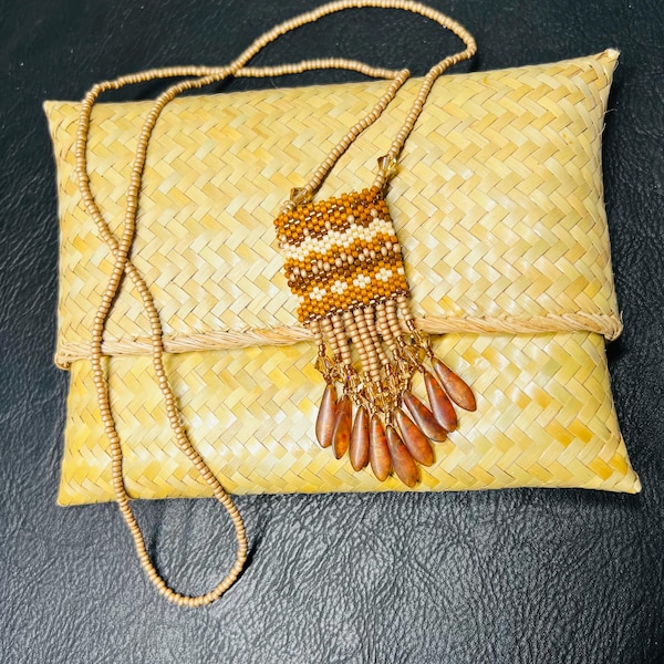 Mini Beaded Amulet Bag Pattern, Star Flower Pattern, Peyote Stitch ...