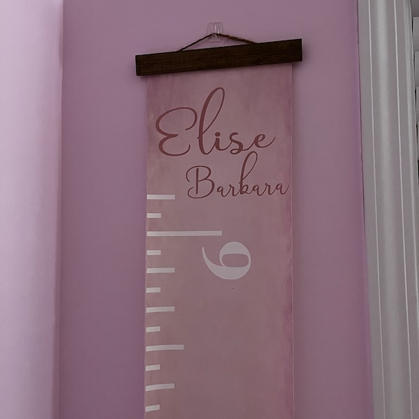 Pink Canvas Growth Height Chart for Kids Loved Beyond Measure Wall Art ...
