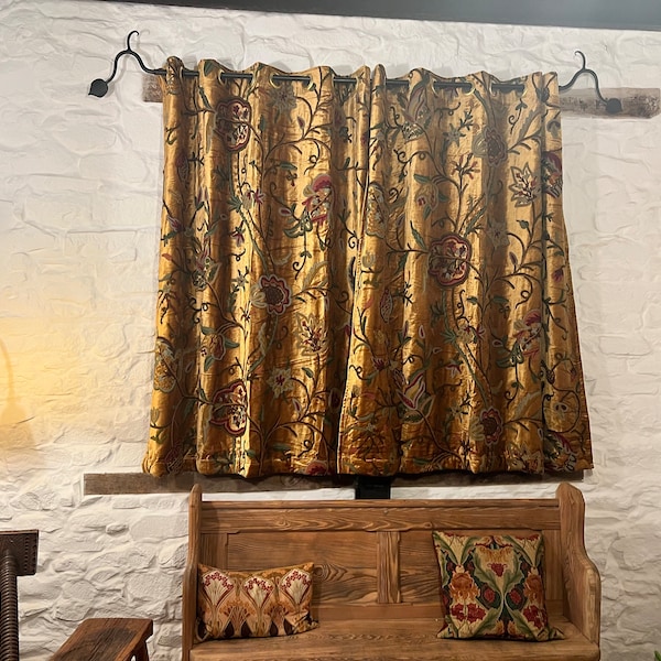 Beautiful Amber Rust Velvet Crewel Hand-embroidery Curtain-velvet ...