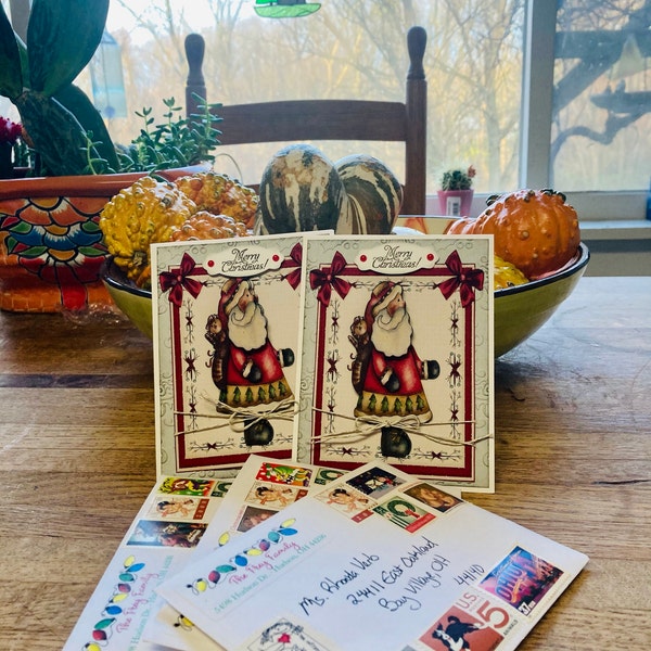 DIY Handmade Primitive Santa 4 Card Kit, Christmas Santa Card Kit ...