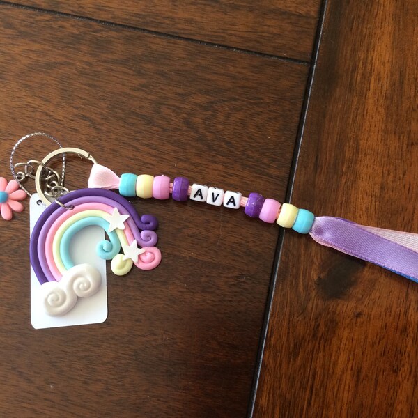 Handmade Personalised Rainbow Keyring With Pony Beads - Etsy UK