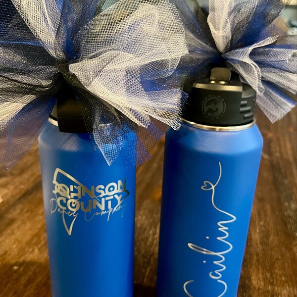 Engraved Cheer Bottle, Personalized Cheerleader Water Bottle With Straw ...
