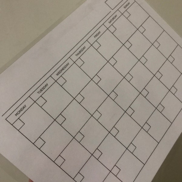 8.5x11 Inch Blank Calendar, 8.5" X 11" Printable Calendar, Calendar ...