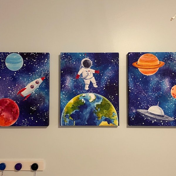 Set of 3 Outer Space Kids Wall Art, Digital Download, Printable Wall ...