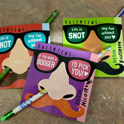 Funny Booger Nose Picking Valentines Classroom Balloon Holder ...