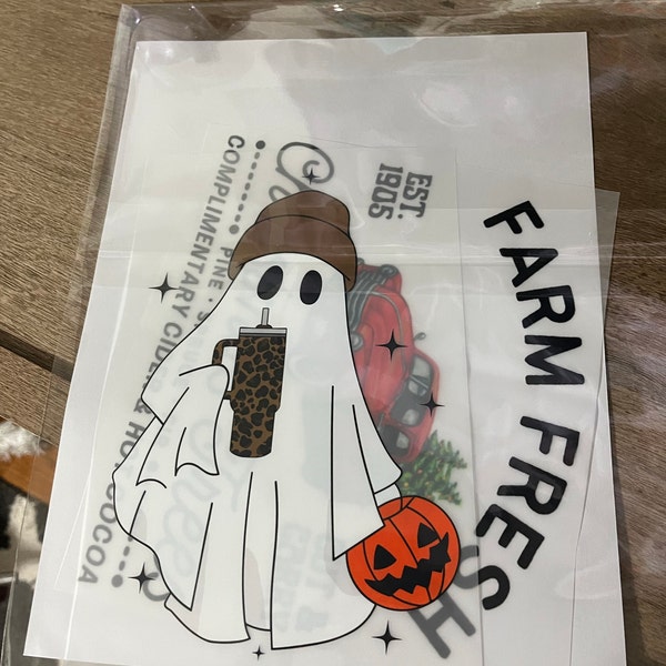 Halloween Leopard Ghost DTF TRANSFER | Ready to Press | Direct to Film | Cold Peel Transfer 6136 ...