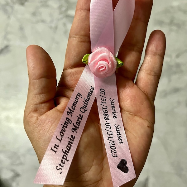 Personalized Memorial Ribbons With Pins for Funeral or Celebration of ...