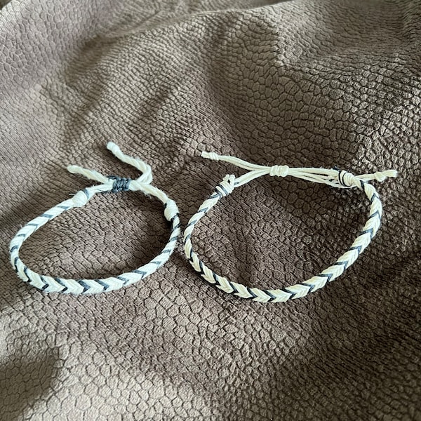 Fishtail Braided Hemp Bracelet Anklet With a Chevron Accent: Hippie ...