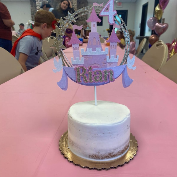 Princess Castle Cake Topper | Personalized Birthday Party Decor | Pink ...