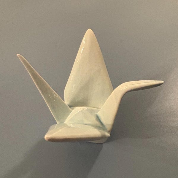 Japanese Porcelain Origami Crane Figurine Handmade Bird Sculpture 3d ...