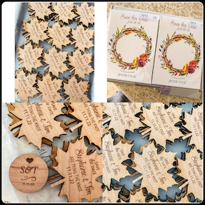 Fall Save the Date Magnet With Cards Wedding Maple Leaf | Etsy UK