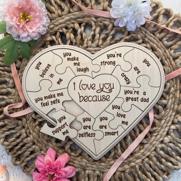 Customizable Family Heart Puzzle With Box and Lid Laser Cut Digital ...