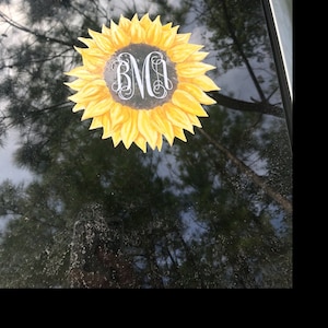 Sunflower Monogram Car Window Decal Initials Car Window Decal 6 X 6 - Etsy