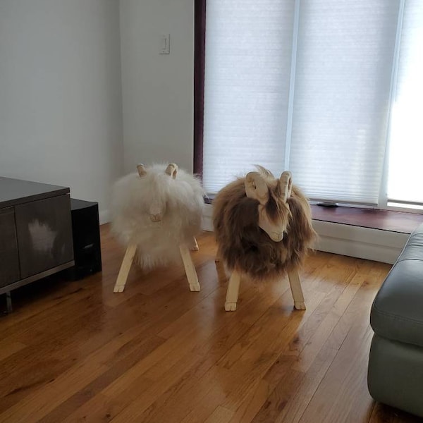 SHEEP STOOL , Wood Stool Wit Genuine Icelad Sheepskin , Sheep Form - Etsy