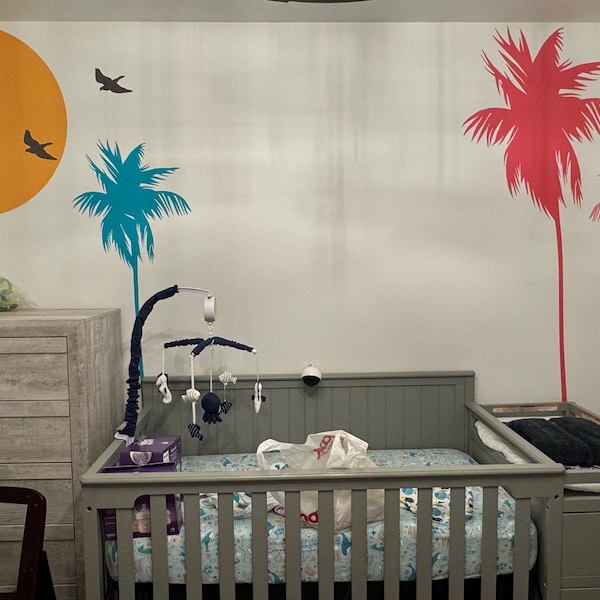 Boho Palm Tree Wall Stickers Palm Tree Wall Decals, Palm Trees Wall Art ...