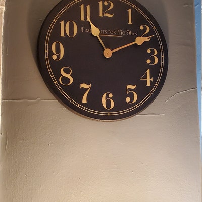 Navy & Gold Wall Clock, 8 Sizes, Large Wall Clock, Extra QUIET ...