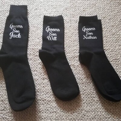 Page Boy Black Socks, Black Socks, Personalised Socks, Brides Son ...