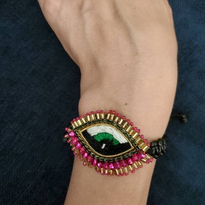 Neon Evil Eye Bag, Punch Needle Bag, Zipper Pouch for Women, Wholesale ...