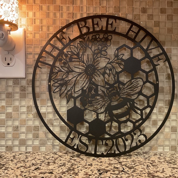 Custom Honey Bee Metal Wall Sign, Personalized Metal Bee Decor, Bee ...