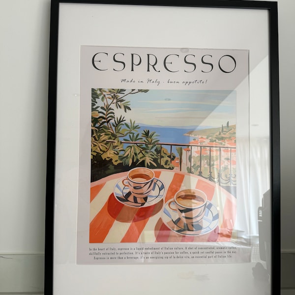 Coffee Poster, Italian Espresso Print, Kitchen Decor, Retro Coffee Art ...