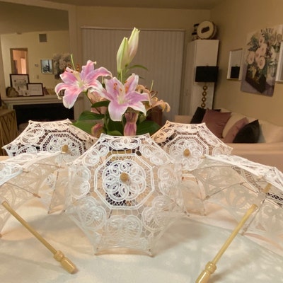 12 Mini Decorative White Lace Parasol - Etsy