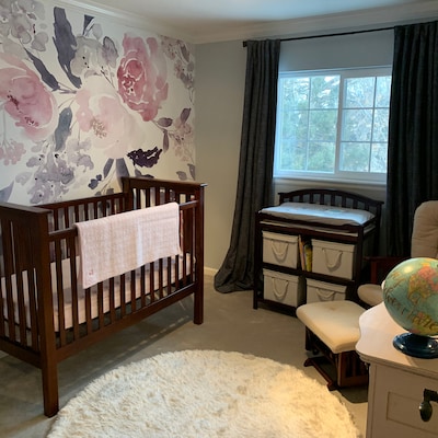 Delicate Forest Floral Large Scale Mural Wallpaper Watercolor Botanical ...