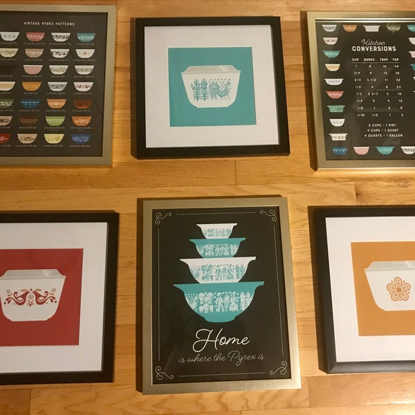 Vintage Pyrex Patterns Chart: Retro Kitchen Wall Art Print - Etsy