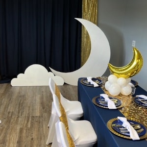 5ft, 6ft, 7ft 8ft Over the Moon and Clouds Template Backdrop ...