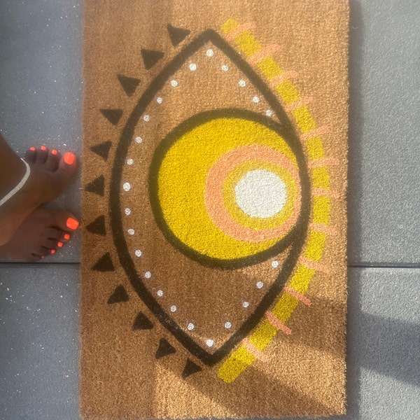 Colorful and Mystic Evil Eye Doormat, Boho Style Welcome Mat for Your ...