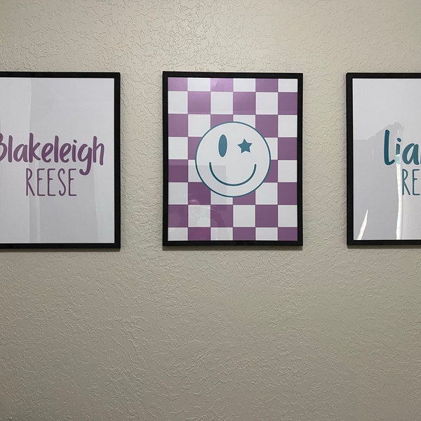 Set of 6 Checkered Girl Power Art, Kids Rainbow Good Vibes Print ...