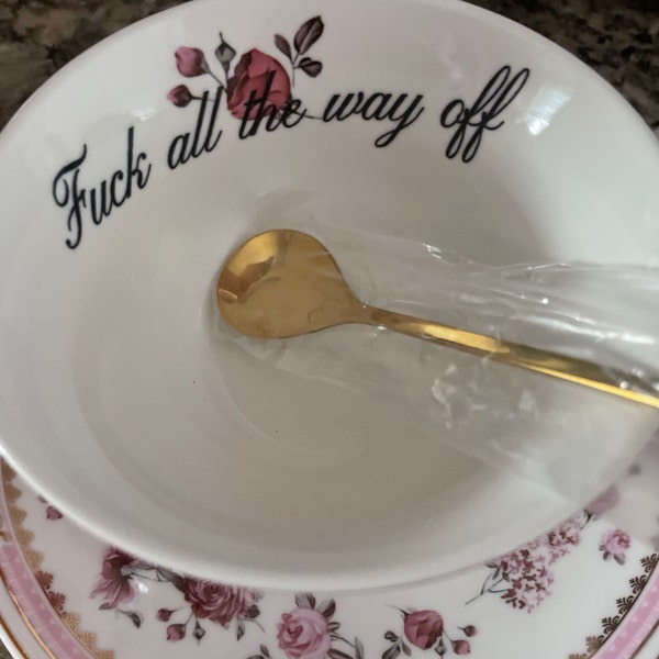 Lovely Rude Teacup and Saucer Set, 8 Oz, Porcelain. - Etsy