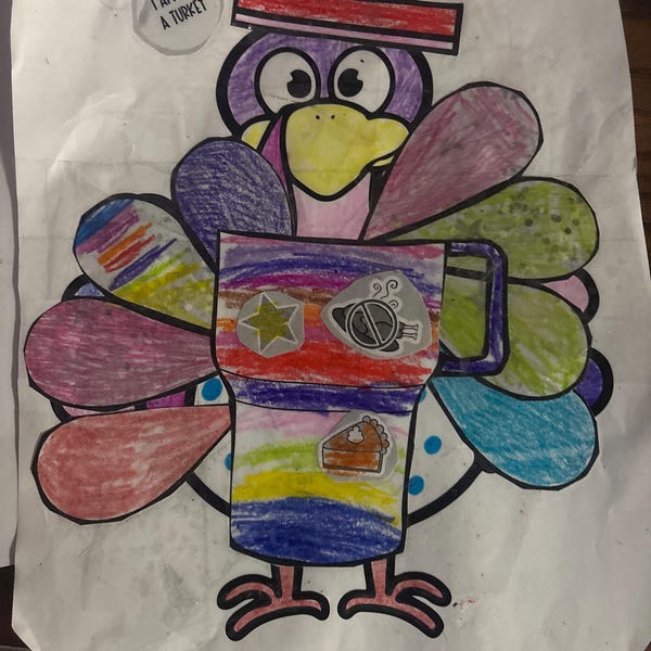 Pink Stanley Cup Turkey Disguise Printable Craft Kit, Coloring Turkey ...