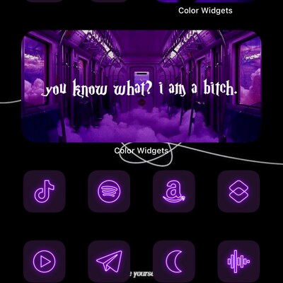 Purple Neon App Icons, Neon Aesthetic Ios 14 Icons, iPhone Icon Pack ...