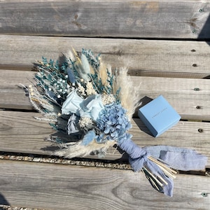 Preserved Flower Bouquet, Dusty Blue, Teal Blue Dried Flower Wedding ...