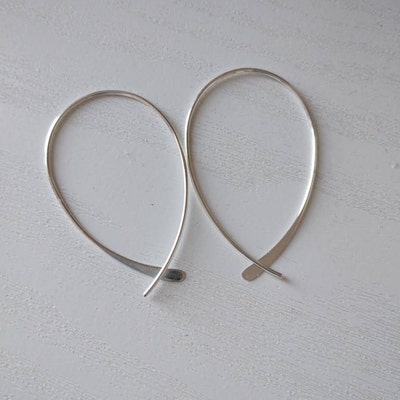 Sterling Silver Oval Loop Hoop Earrings - Etsy UK