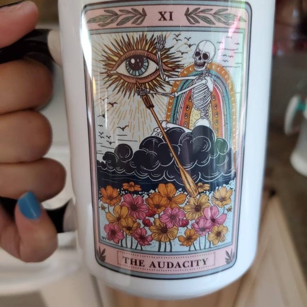 Audacity Tarot Card Mug, Occult Skeleton Tarot Card Coffee Mug, the ...