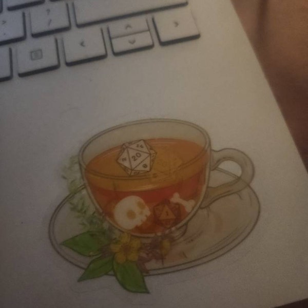 Cute Dnd Tea Sticker, Dnd Stickers, D20 Sticker, Dice Laptop Decal, DND ...