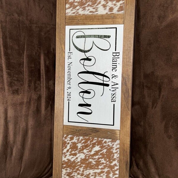 Genuine Cowhide Sign. Cowhide Sign. Custom Sign. Cowhide Branding Sign ...