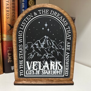 Velaris City of Starlight ACOTAR Bookshelf Sign Wooden Shelf Sitter ...