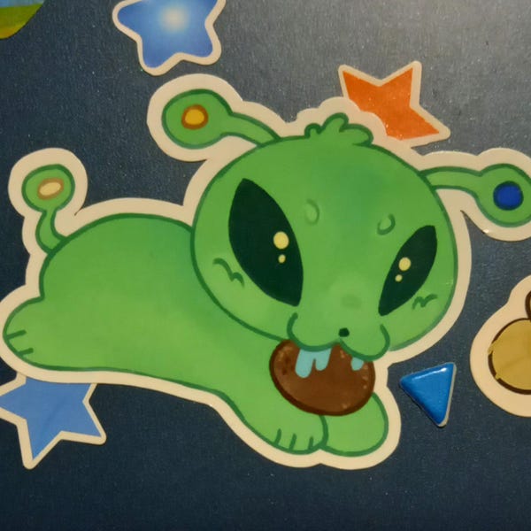 Gnarp Gnarp Gnarpy-alien Kitty Cat Loaf Meme Small Sticker - Etsy