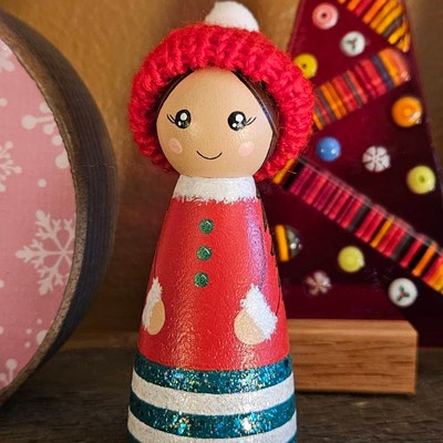 Mr. and Mrs. Claus Peg Doll Set Santa Peg Doll Mrs. Calus Peg Doll ...